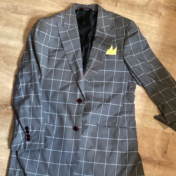 Lineage | Suits & Blazers | Lineage Mens Gray 2piece Plaid Suit Jacket ...